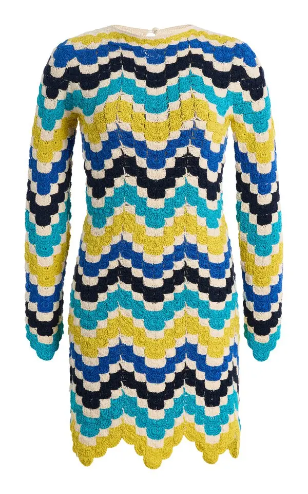 Escvdo Victoria Cotton Crochet Mini Dress - Blue