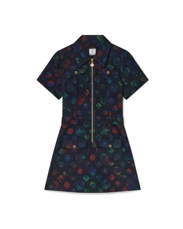 Casablanca Heatmap Monogram Denim Mini Dress - Multicolor