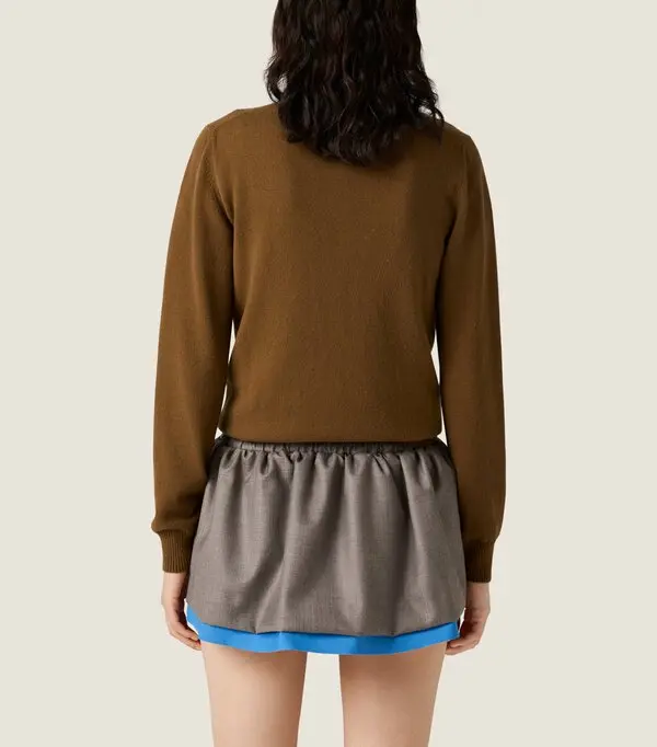 Miu Miu Cashmere Collared Logo Cardigan