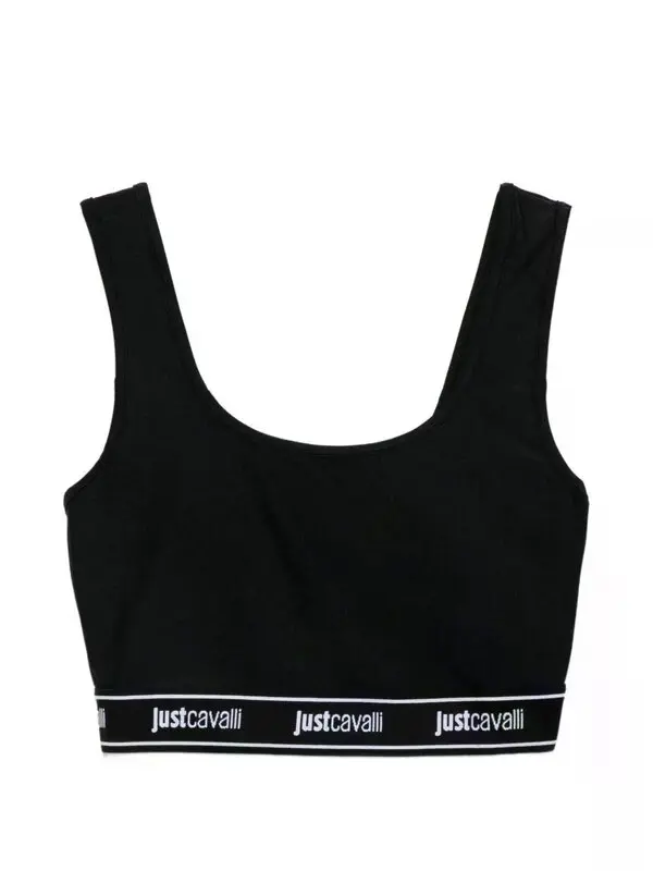Just Cavalli Cropped Logo Band Top - Black