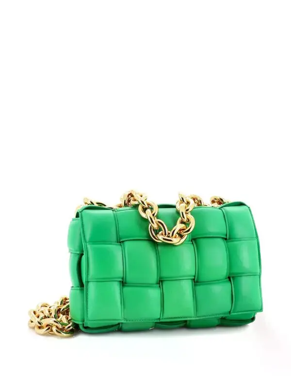 Bottega Veneta Cassette Chain Padded Maxi Intrecciato Leather Crossbody Bag - Green