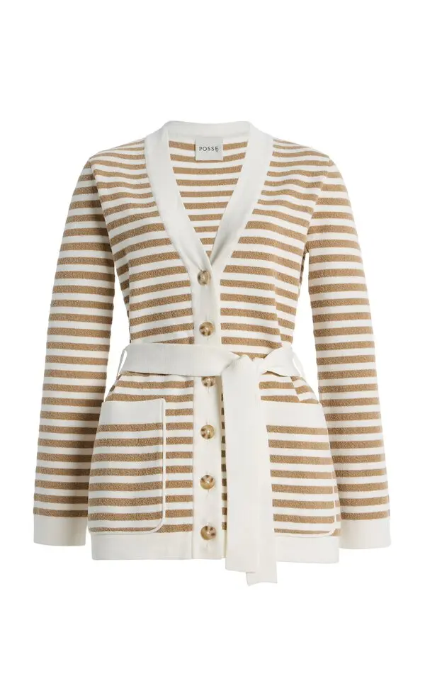 Posse Ari Striped Knit Cardigan - Brown