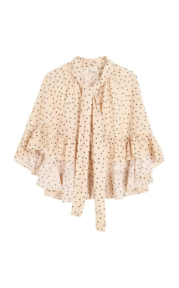 BY MALENE BIRGER Cedi Ruffled Tie-neck Wrap Top - Multi
