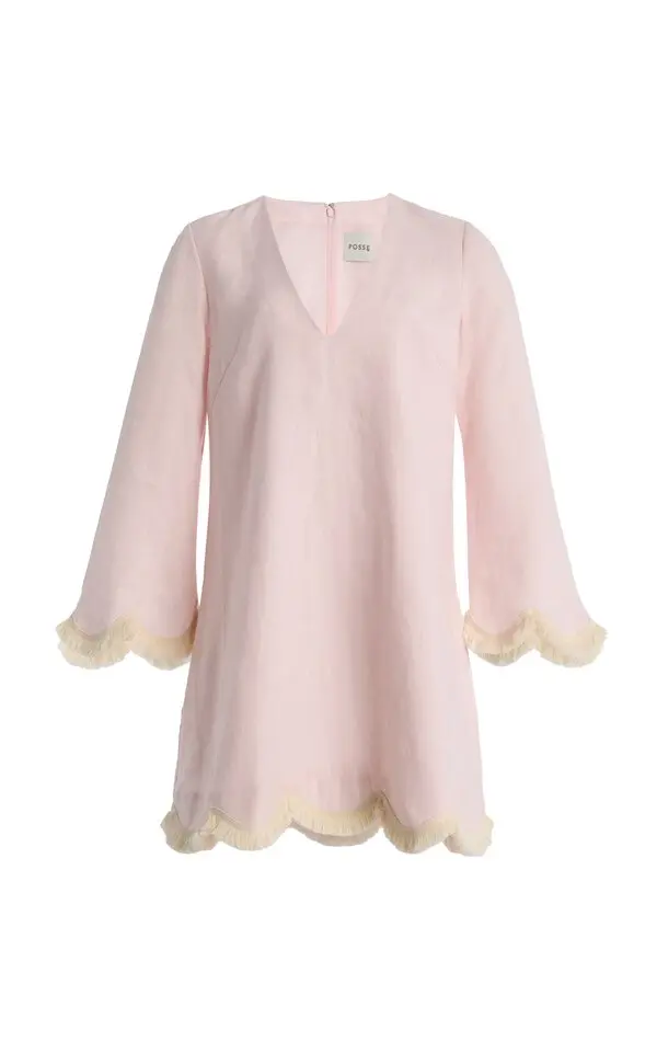 Posse Essie Fringed Linen Kaftan - Pink