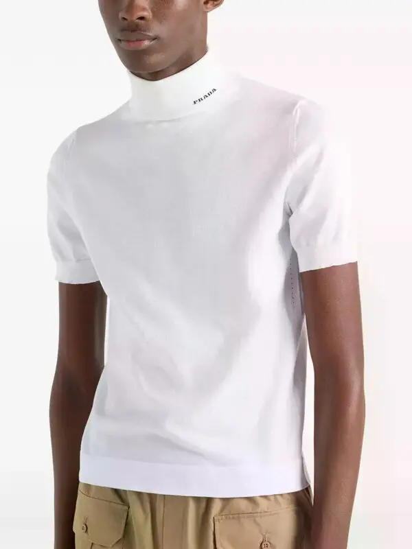 Prada Short-sleeve Turtleneck Sweater - White