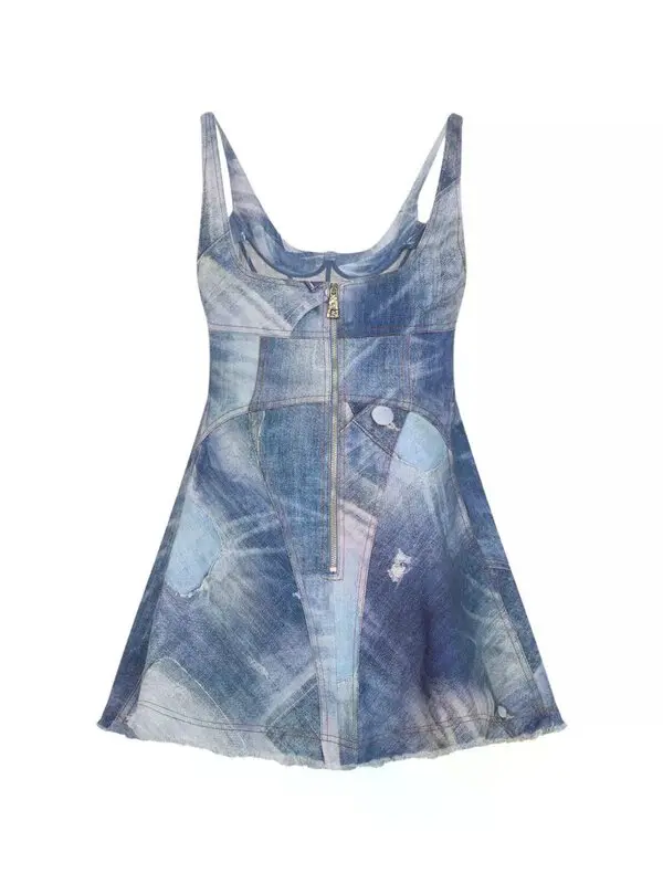 Roberto Cavalli Frayed Cotton Mini Dress