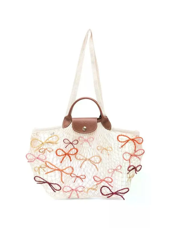 Longchamp Le Pliage Bow-detail Tote Bag - White