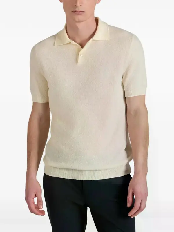 ZANONE Bouclé Short-sleeve Polo Shirt - White