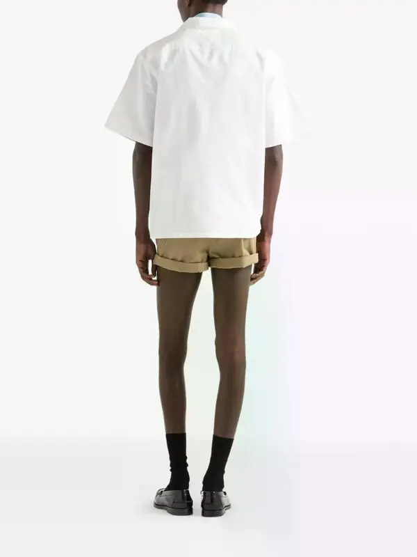 Prada Printed Cotton Bowling Shirt - White