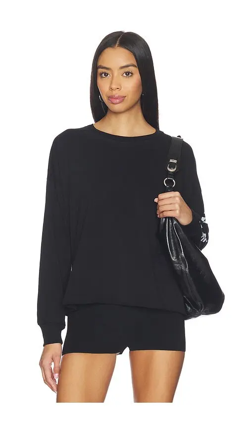 Michael Lauren Keegan Longsleeve Drop Shoulder Crop Tee - Black