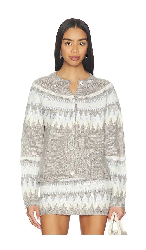 SEROYA Amaya Cardigan - Grey Fairisle