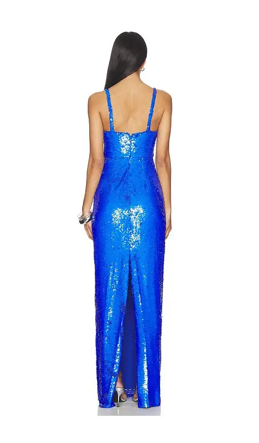L'Agence Karma Sequin Maxi Dress - Cobalt