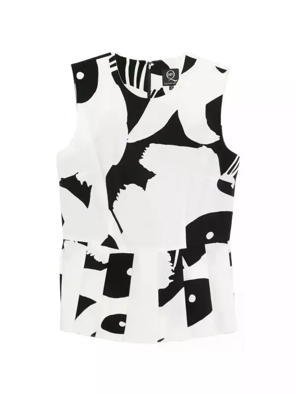Alexander McQueen Printed Pleated Blouse - White