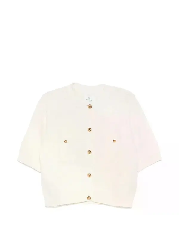 ANINE BING Christa Short-sleeve Cardigan - Neutrals