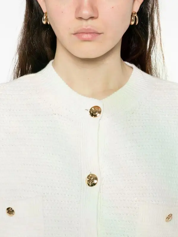 ANINE BING Christa Short-sleeve Cardigan - Neutrals