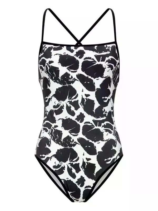 Loulou De Saison Korkem Cross-strap Printed Swimsuit - Black