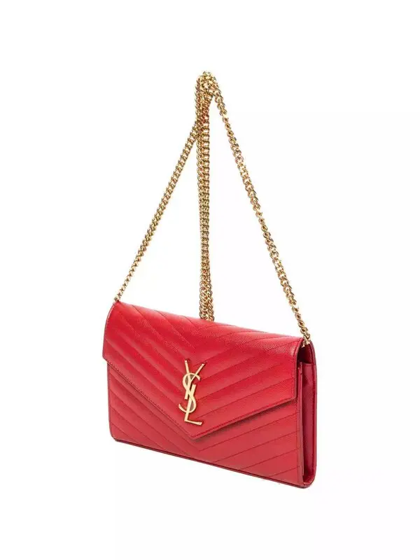 Saint Laurent Cassandre Chevron-pattern Crossbody Bag - Red