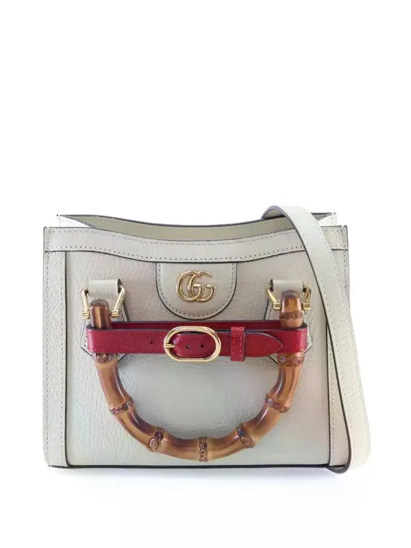 Gucci Small Calfskin Bamboo Diana Tote Satchel - White