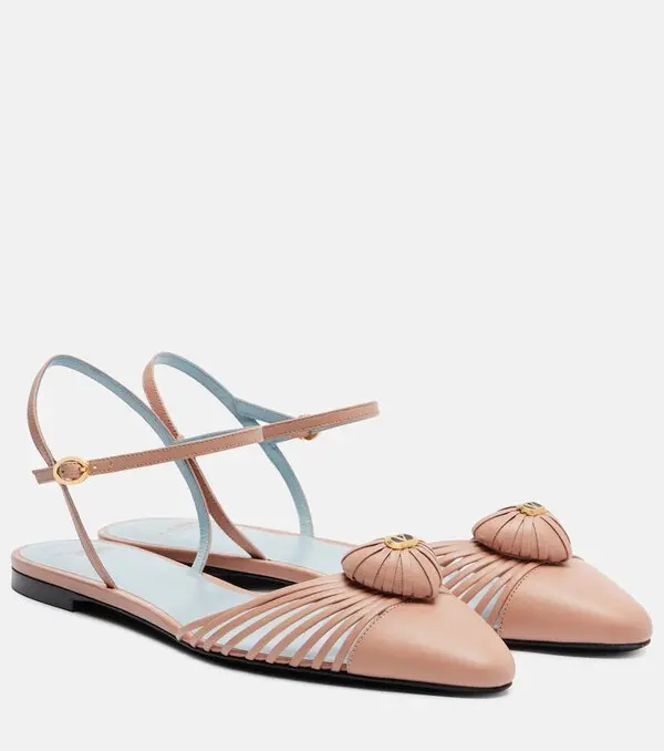 Valentino Garavani Royal Vlogo Leather Flats - Pink