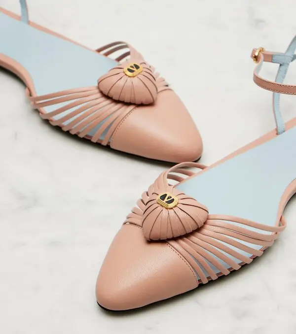 Valentino Garavani Royal Vlogo Leather Flats - Pink