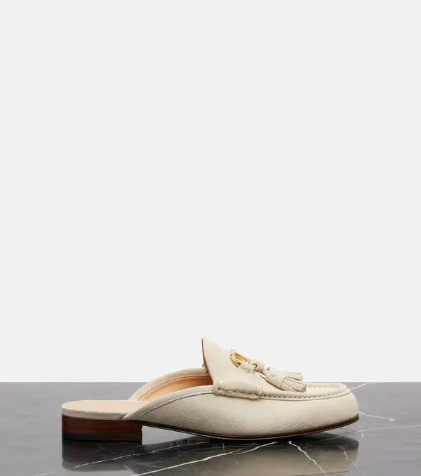 Valentino Garavani Vlogo Suede Mules - Beige