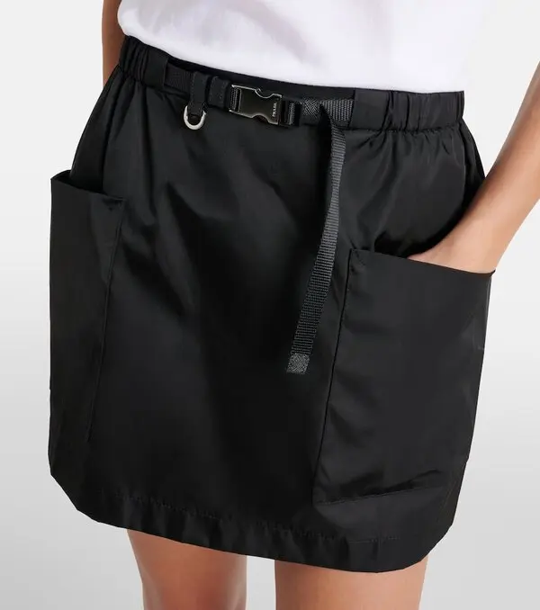 Prada Re-nylon Belted Miniskirt - Black