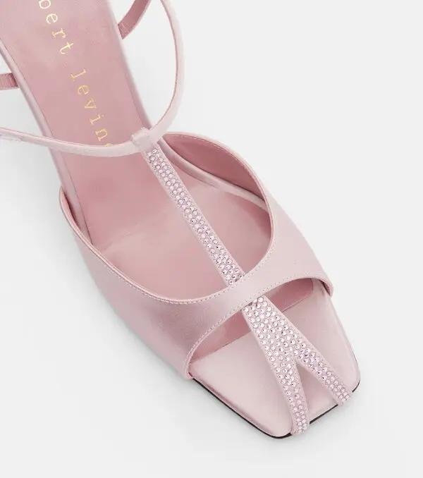 HERBERT LEVINE Embellished Satin Sandals