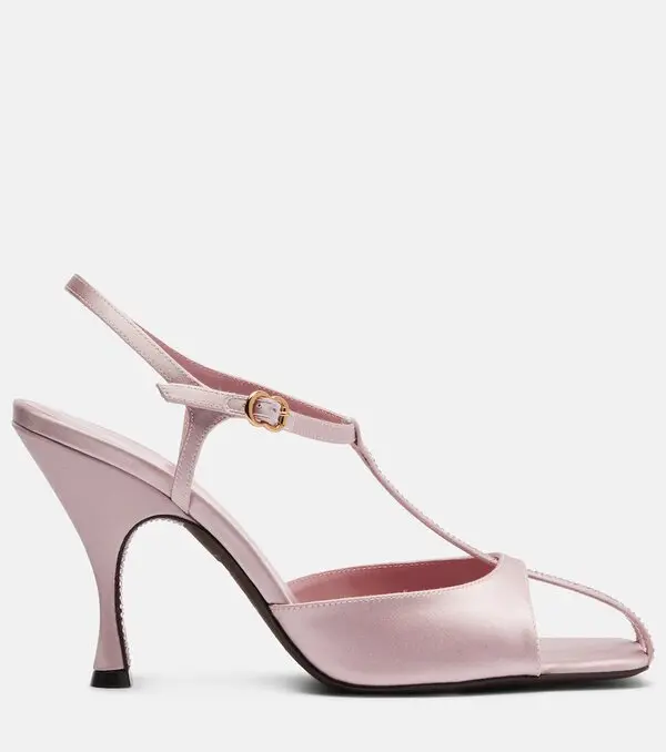 HERBERT LEVINE Embellished Satin Sandals - Pink