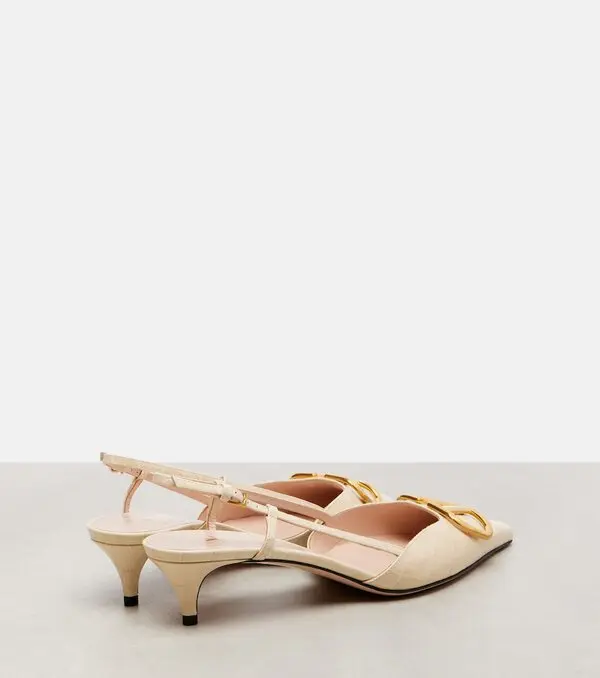 Valentino Garavani Vlogo Leather Slingback Pumps - White