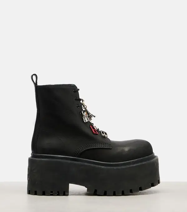 Balenciaga Embellished Leather Platform Combat Boots