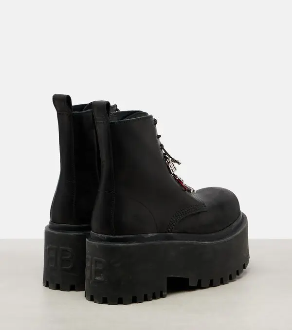 Balenciaga Embellished Leather Platform Combat Boots
