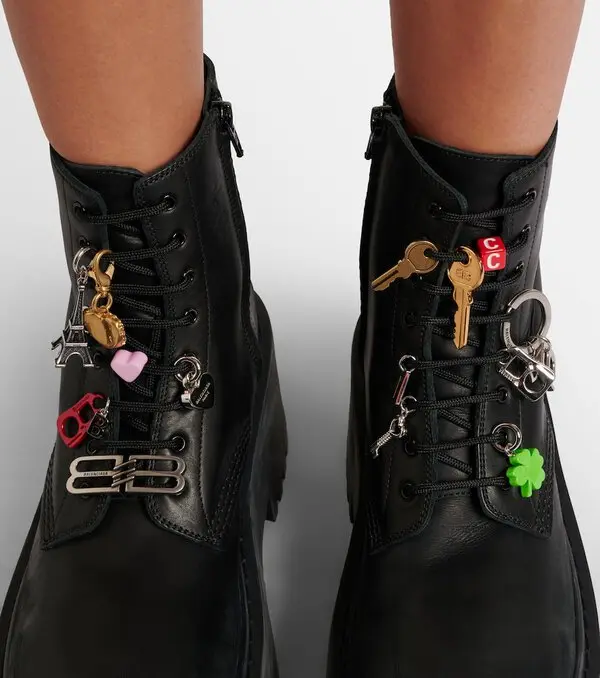 Balenciaga Embellished Leather Platform Combat Boots