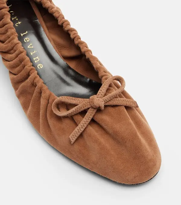 HERBERT LEVINE Gather Around Suede Pumps - Brown