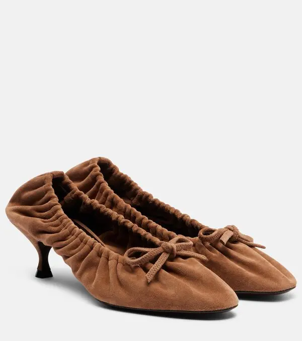 HERBERT LEVINE Gather Around Suede Pumps - Brown