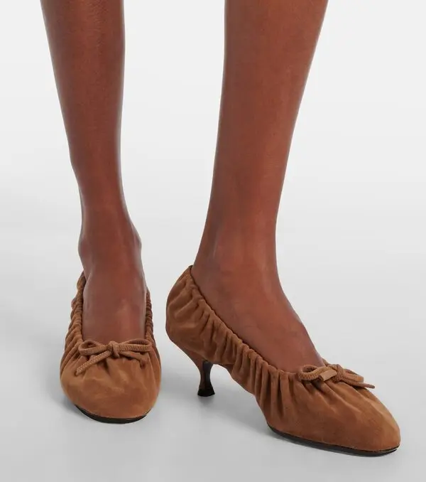 HERBERT LEVINE Gather Around Suede Pumps - Brown