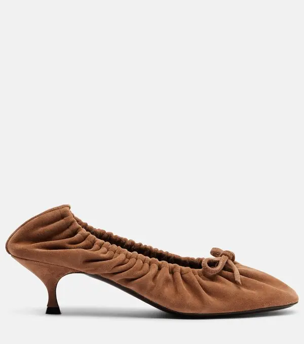 HERBERT LEVINE Gather Around Suede Pumps - Brown