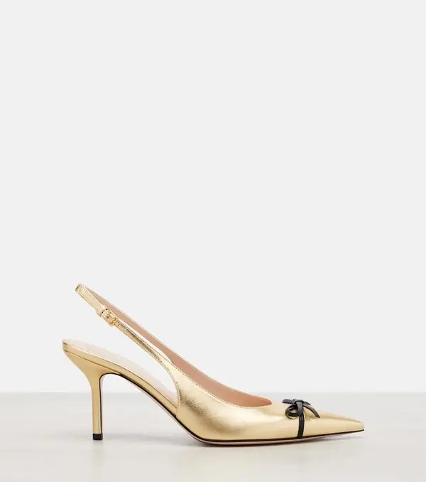 Valentino Garavani Bepointy 80 Leather Slingback Pumps - Gold