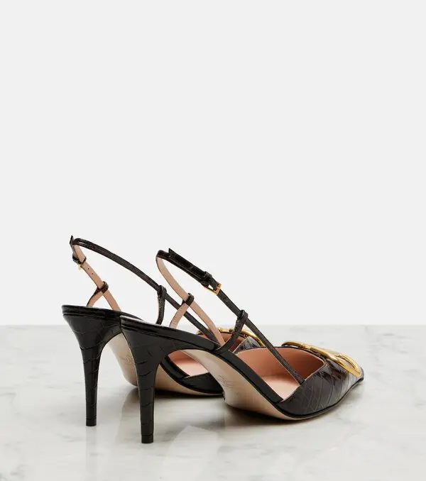 Valentino Garavani Vlogo 80 Leather Slingback Pumps