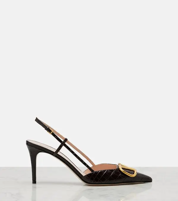 Valentino Garavani Vlogo 80 Leather Slingback Pumps