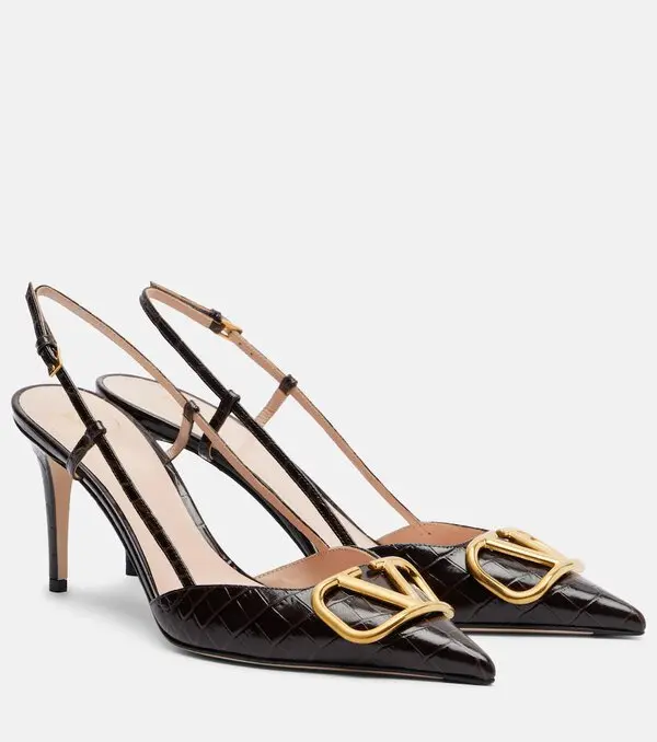 Valentino Garavani Vlogo 80 Leather Slingback Pumps