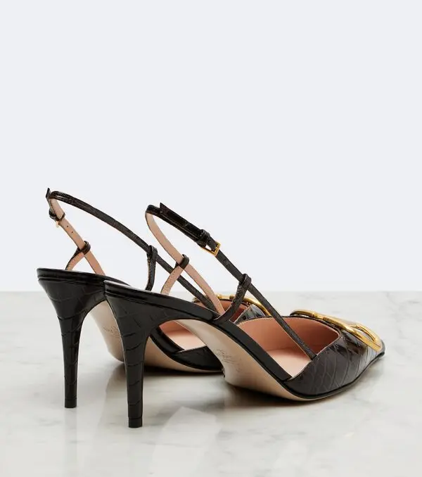 Valentino Garavani Vlogo 80 Leather Slingback Pumps