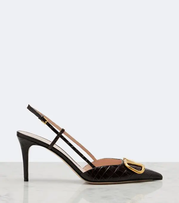 Valentino Garavani Vlogo 80 Leather Slingback Pumps