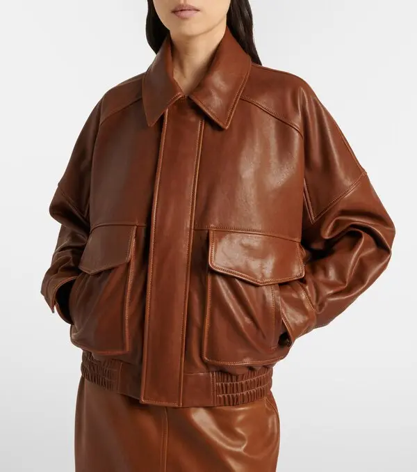 Nour Hammour Runa Leather Bomber Jacket