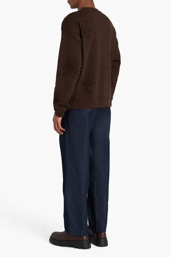 Sandro Floral-appliquéd Cotton-terry Sweatshirt