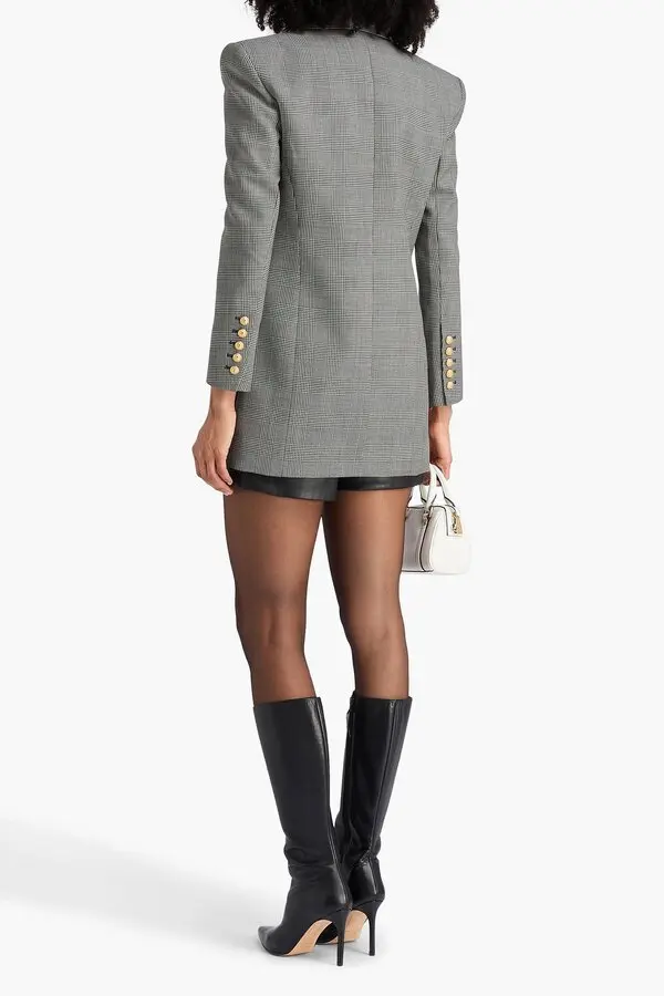 Balmain Prince Of Wales Checked Wool Blazer - Black