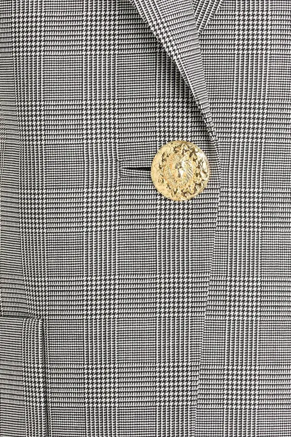Balmain Prince Of Wales Checked Wool Blazer - Black