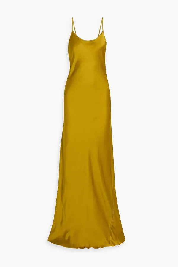 Victoria Beckham Cutout Satin-crepe Gown - Mustard
