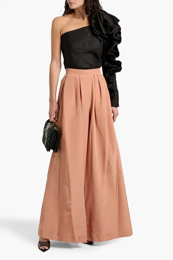 Carolina Herrera Cotton-blend Faille Wide-leg Pants