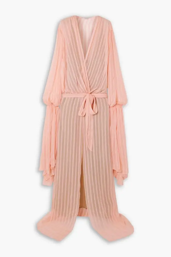 Stella McCartney Striped Silk-blend Voile Maxi Wrap Dress - Blush