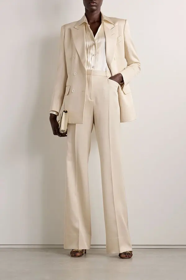 TOM FORD Silk And Wool-blend Twill Straight-leg Pants